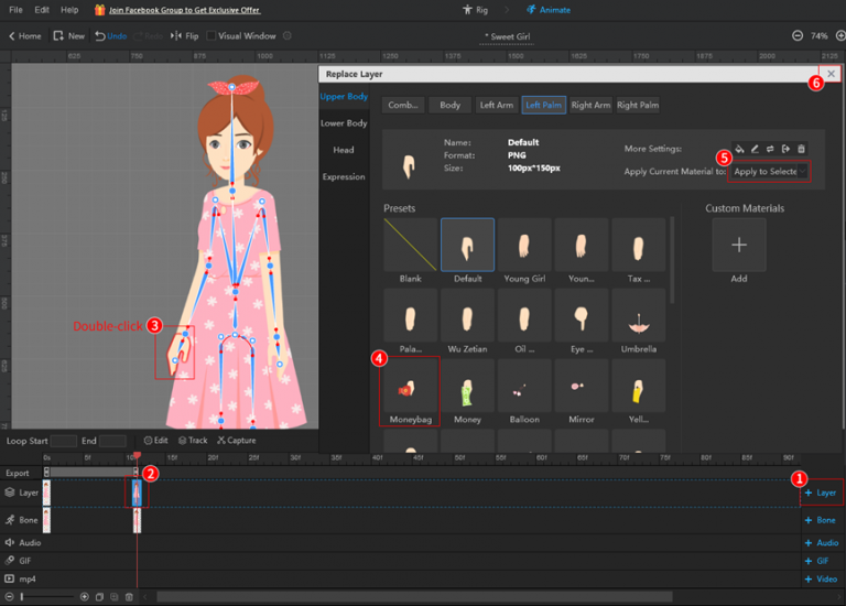 How To Replace Some Of The Layers Of A Character In The Animate Mode